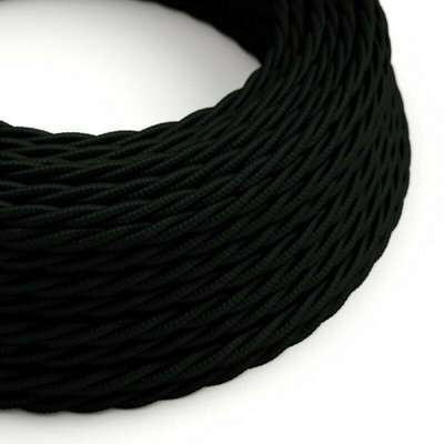 BLACK 2 CORE TWISTED FABRIC LIGHTING CABLE BRAIDED LAMP BULB WIRE