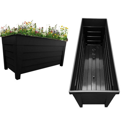 Black 2 Grosvenor Troughs Flower Planters 55cm Long For Office, Home ...