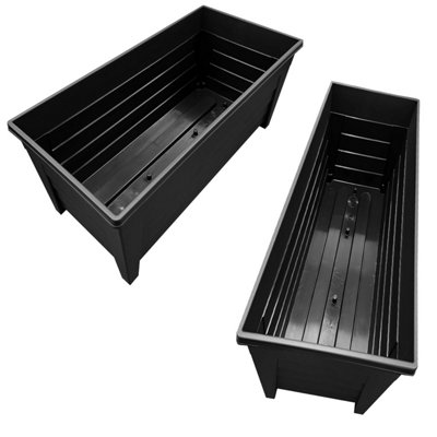 Black 2 Grosvenor Troughs Flower Planters 55cm Long For Office, Home ...