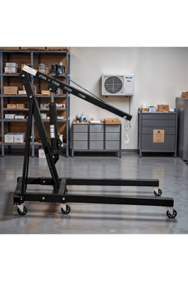 Black 2 Ton Folding Hydraulic Engine Hoist with Lever Folding Engine ...