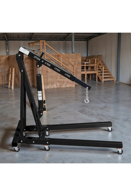 Black 2 Ton Folding Hydraulic Engine Hoist with Lever Folding Engine ...
