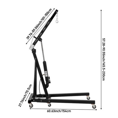 Black 2 Ton Folding Hydraulic Engine Hoist with Lever Folding Engine ...