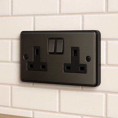 Black 20mm 2-Gang Socket Spacer