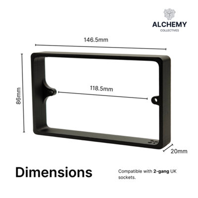 Black 20mm 2-Gang Socket Spacer