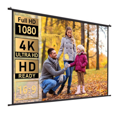 Black 215.5cm W 100" 3D 4K HD Indoor 4:3 Portable Projector Screen