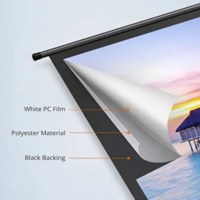 Black 215.5cm W 100" 3D 4K HD Indoor 4:3 Portable Projector Screen