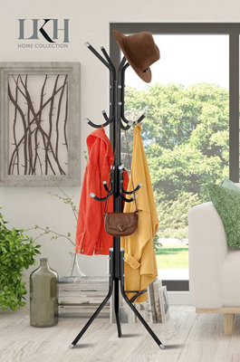 Black 3 Tier Coat Stand With 12 Hooks
