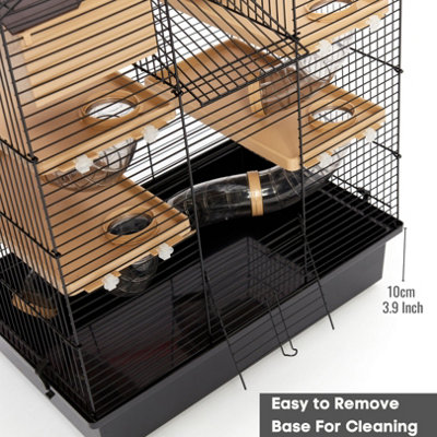 Black 3 Tier Large Hamster Cage With Slide Tubes Wheel Tunnel Water Bottle Ideal For Animals