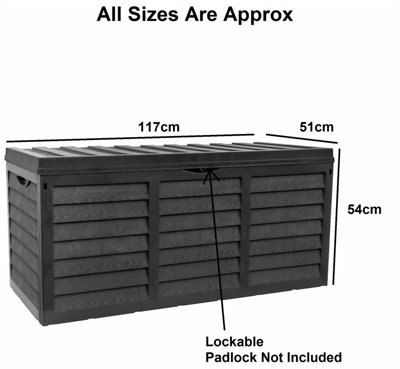Black 320L Plastic Storage Box Garden Outdoor Shed Utility Cushion ...