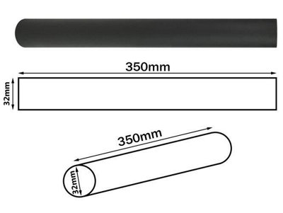 Black 350mm Long Straight Pipe 32mm Wide Drain Waste Trap Replacement Part