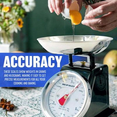 Black 3kg Tradition Kitchen Weighing Scales Metal Baking Cooking ...