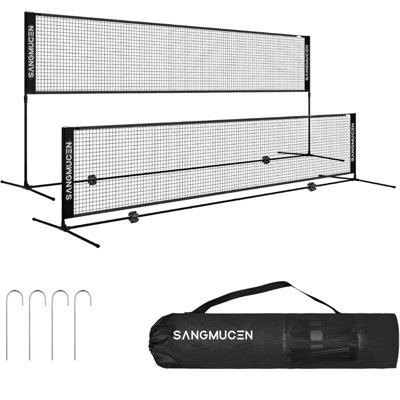 Black 3m Badminton Net Post Set Outdoor Portable Volleyball Pickleball ...