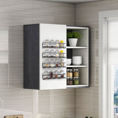 Black 4Pcs Kitchen Wall Mounted Spice Rack Storage Rack