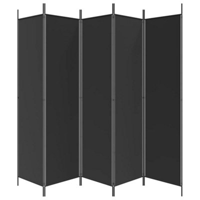 Black 5-Panel Room Divider 250x200 cm Fabric Privacy Screen Partition