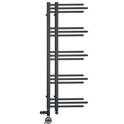 Black 500 x 1200mm Dual Fuel Bathroom Designer Towel Rail Radiator ...
