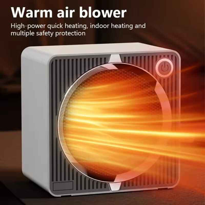 Black 500W Electric Heater Hot Air Blower Home Room Small Desktop Fan ...
