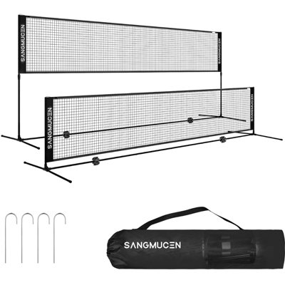 Black 5m Badminton Net Post Set Outdoor Portable Volleyball Pickleball ...