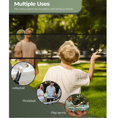 Black 5m Badminton Net Post Set Outdoor Portable Volleyball Pickleball ...