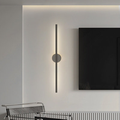 Black 60cm Long Strip Linear LED Indoor Wall Light Wall Sconce Warm ...