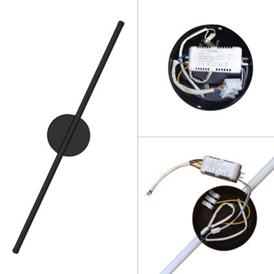 Black 60cm Long Strip Linear LED Indoor Wall Light Wall Sconce Warm ...