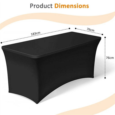 BLACK 6FT Elastic Spandex Table Cover for Standard Folding Tables Party ...