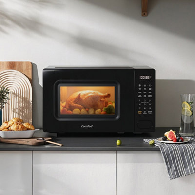 Black 700W 20L Countertop Microwave with LED Display and Large Turntable