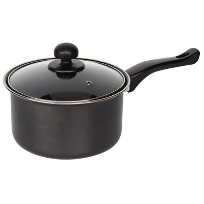 Black 8 Piece Non Stick Cookware Set Cooking Pot Frying Pan Saucepan ...