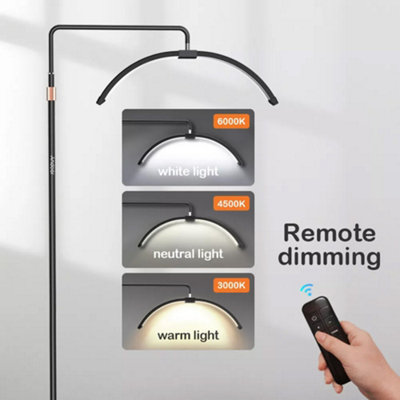 Black Adjustable Height LED Floor Lamp - Half-Moon Task Light (36W ...