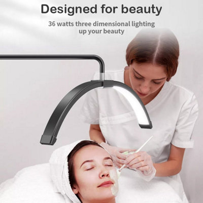 Black Adjustable Height LED Floor Lamp - Half-Moon Task Light (36W ...