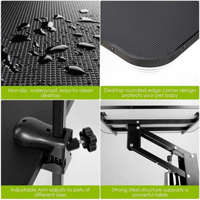 Black Adjustable Hydraulic Pet Grooming Trimming Table with Adjustable Arm