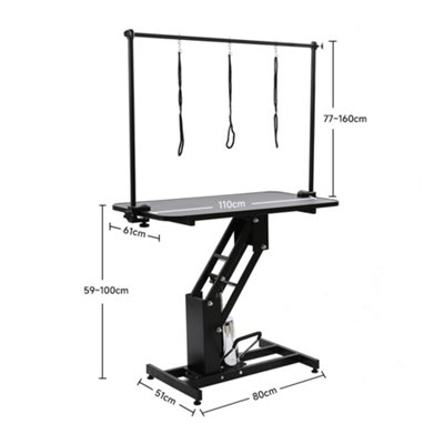Black Adjustable Hydraulic Pet Grooming Trimming Table with Adjustable Arm