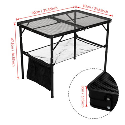 Black Aluminum Alloy Adjustable Outdoor Folding Camping Table with Mesh ...