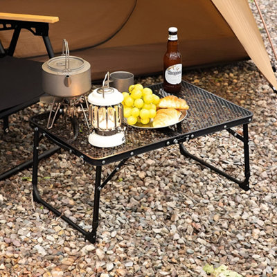 Black Aluminum Alloy Portable Outdoor Folding Camping Table with Mesh ...