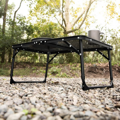 Black Aluminum Alloy Portable Outdoor Folding Camping Table with Mesh ...