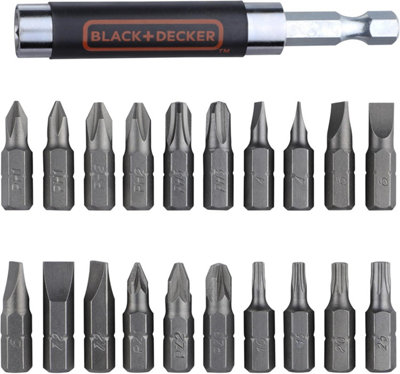 BLACK and DECKER Screwdriver Bit Set Pozi Phillips Flat bits Holder 21 ...