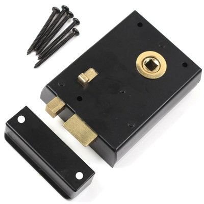Black And Polished Brass Rim Latch With Snib Dead Lock 100Mm