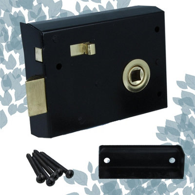 Black And Polished Brass Rim Latch With Snib Dead Lock 100Mm