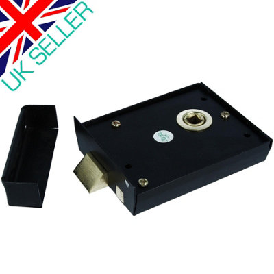 Black And Polished Brass Rim Latch With Snib Dead Lock 100Mm