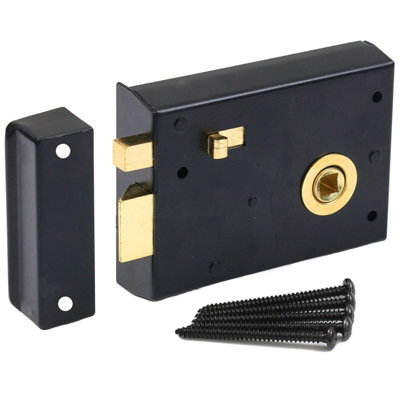 Black And Polished Brass Rim Latch With Snib Dead Locks 100Mm (Pack of 10)