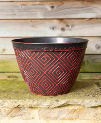 Black and Red Aztec Planter - set of 4 | DIY at B&Q