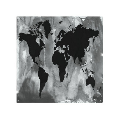 BLACK AND WHITE WORLD MAP SPLASH BACK DESIGNER STYLE