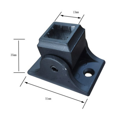 Black Angled Fixing Plate for 12mm Square Spindles