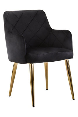 Black Angular Dining Chair,Versatile Gold Finish Kitchen Chair ...