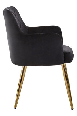 Black Angular Dining Chair,Versatile Gold Finish Kitchen Chair ...
