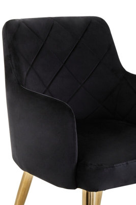 Black Angular Dining Chair,Versatile Gold Finish Kitchen Chair ...