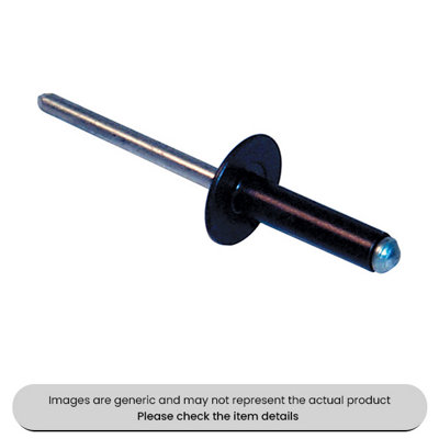 Black Anodized Aluminium Rivets Large Flange 3.2X10.0MM Pack Qty 100