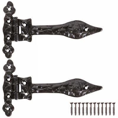 Black Antique Door Spear Hinges 6" False Tee Hinges for Wooden Doors ...