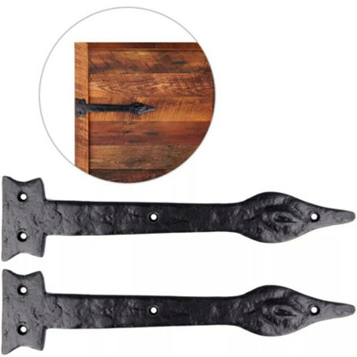 Black Antique Spear Head Decorative T Hinge 263mm Cast Iron Fake Hinge ...