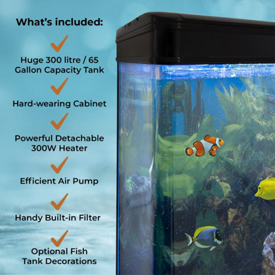 Black Aquarium Fish Tank & Cabinet with Complete Starter Kit
