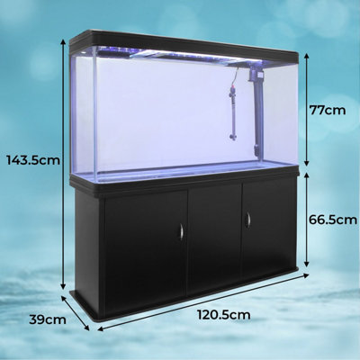 Black Aquarium Fish Tank & Cabinet with Complete Starter Kit